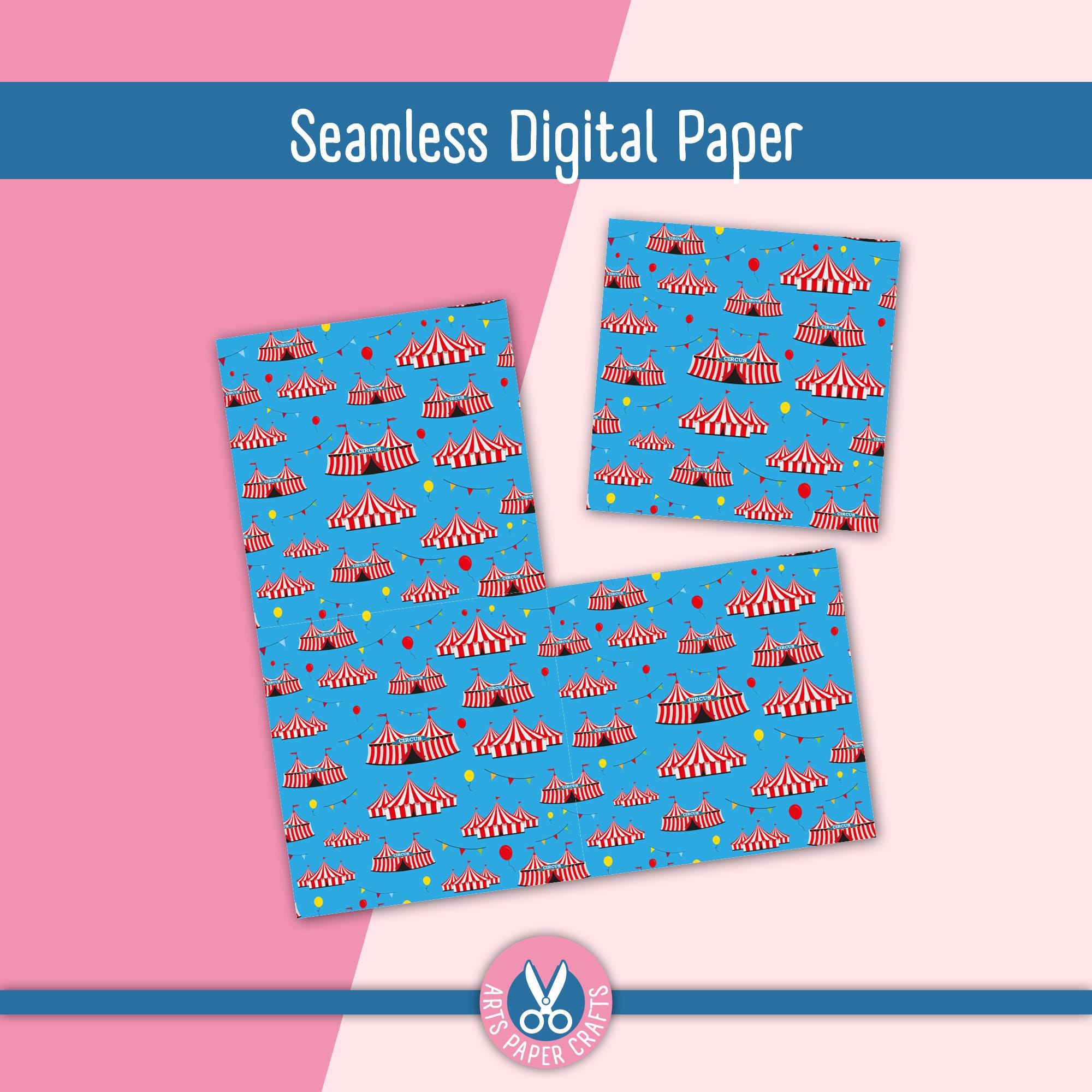 Circus Digital Papers Set - Circus Tent Background - Circus Seamless ...