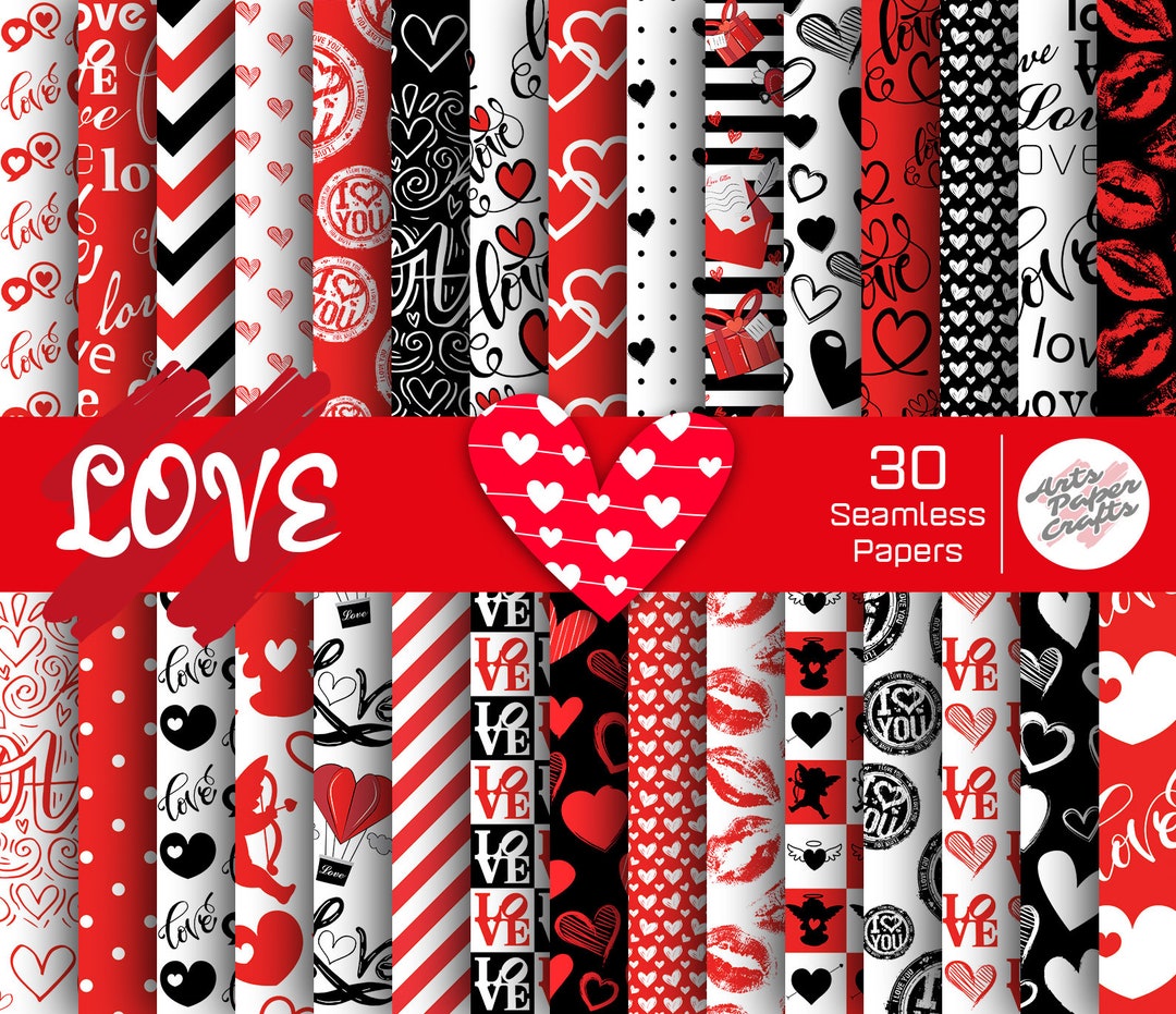 Love Seamless Digital Paper Love Valentines Hearts - Etsy