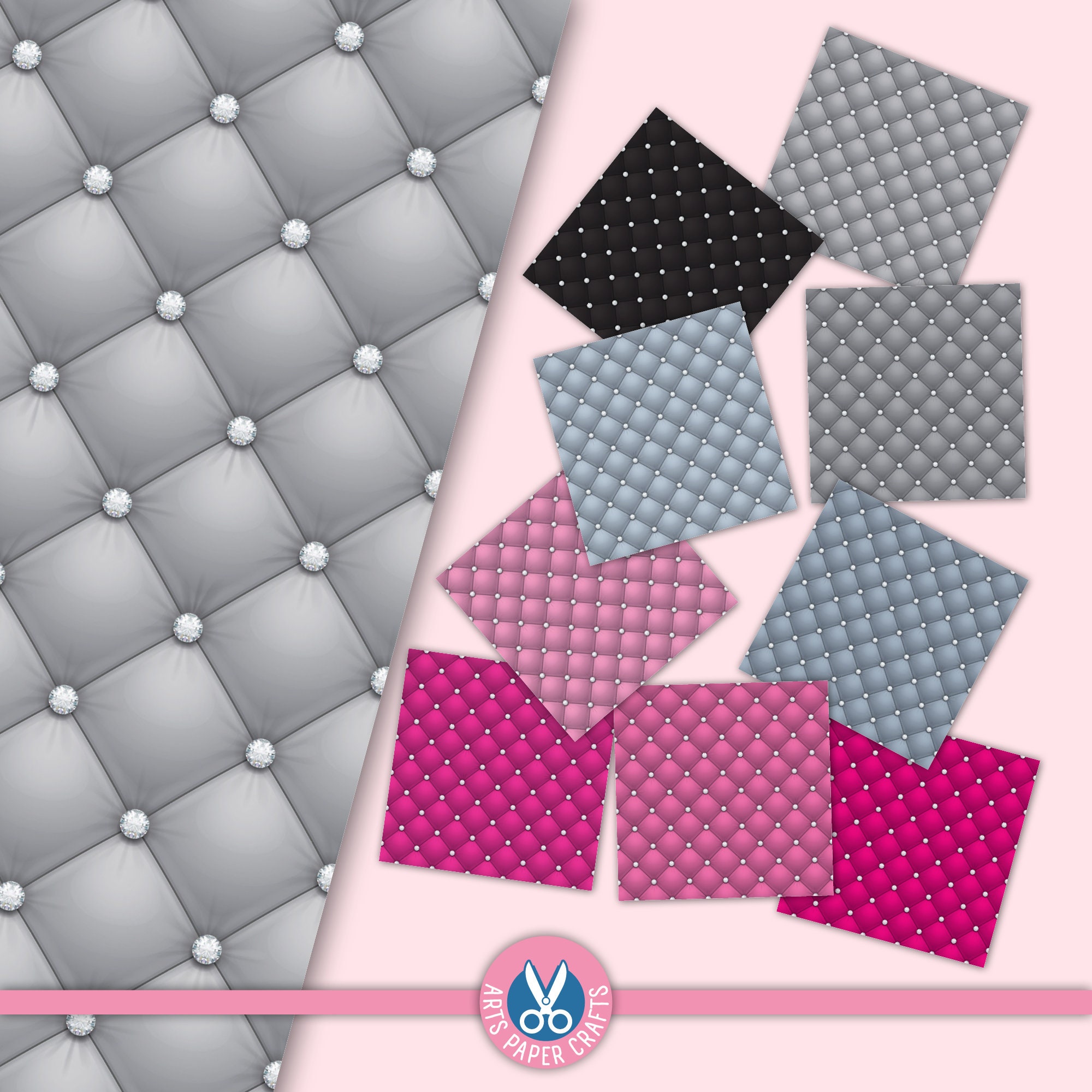 100 Seamless Diamond Upholstery, Digital Papers Set, Tufted Leather ...