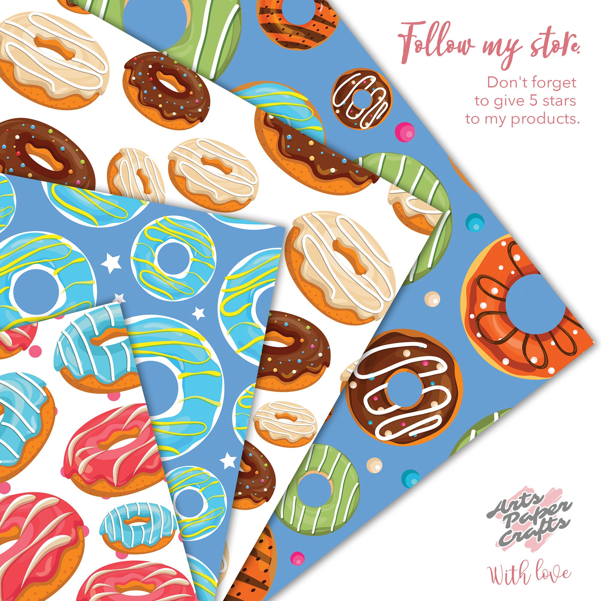 Donut Seamless Digital Paper Donuts Shop Background Donut - Etsy