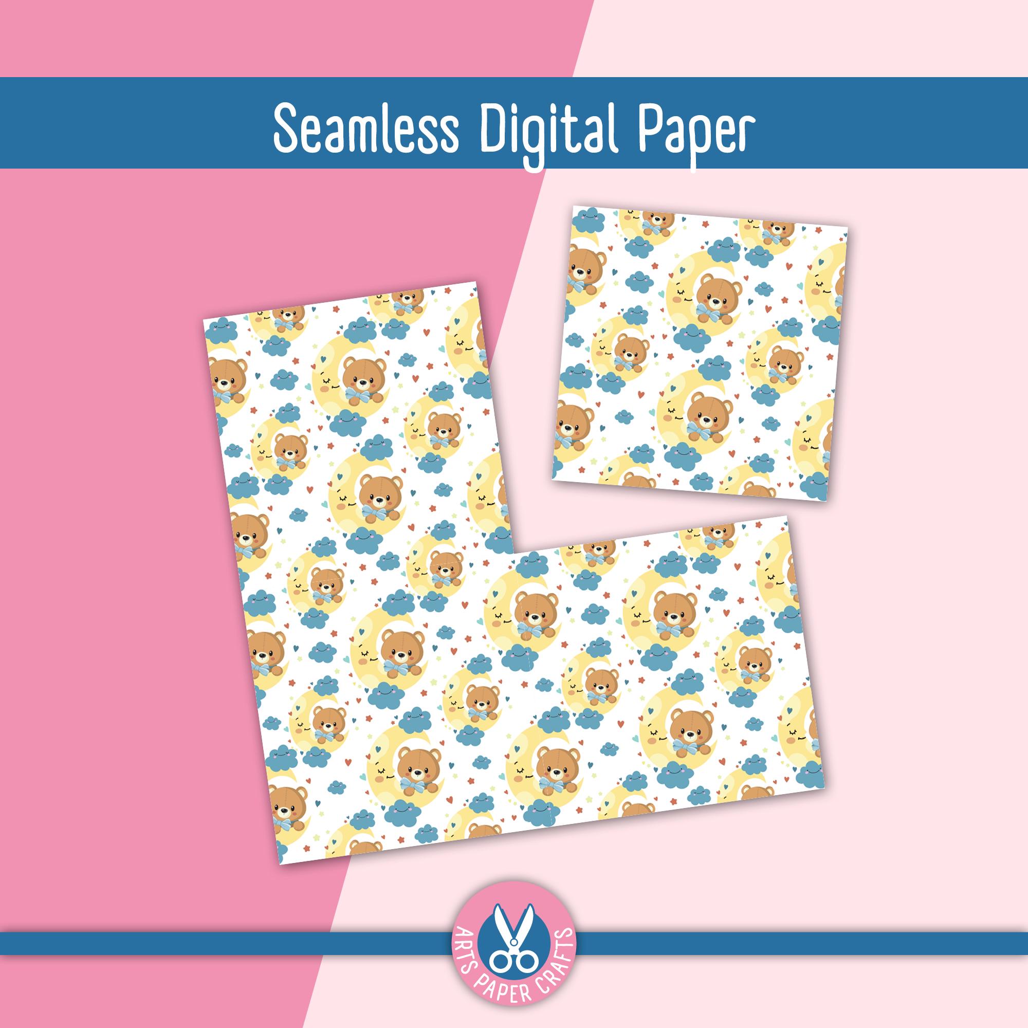 Teddy Bear Digital Paper - Teddy Bear Background - Nursery Seamless ...