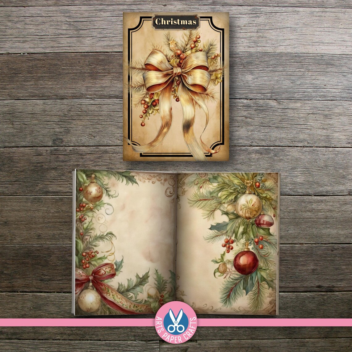 Golden Christmas, Mini Books, Printable, Miniature, Junk Journal ...