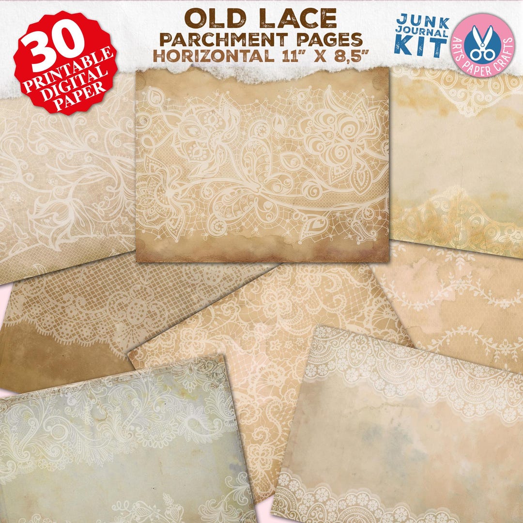 Old Lace Parchment, Old Paper Texture, Junk Journal Papers, Collage ...