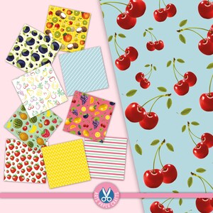 Fruits Seamless Digital Paper - Fruits Summer Background - Fruits ...