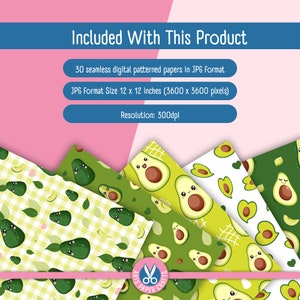 Avocado Digital Papers Set - Avocado Background - Avocado Seamless ...