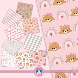 Teddy Bear Girl Digital Paper - Teddy Bear Background - Nursery ...
