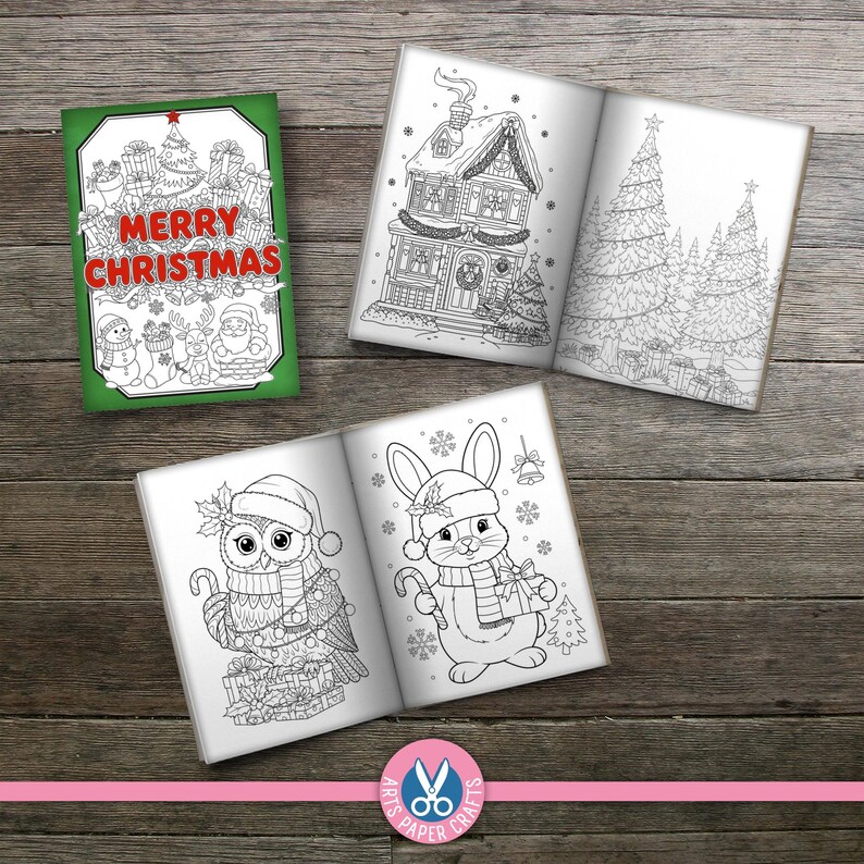 Mini Christmas Coloring Book, Mini Books, Printable, Miniature, Junk ...