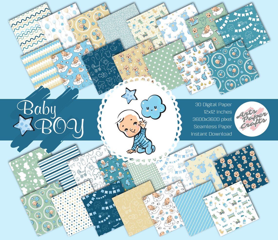 Baby Boy Seamless Digital Paper Little Baby Boy Backgrounds - Etsy