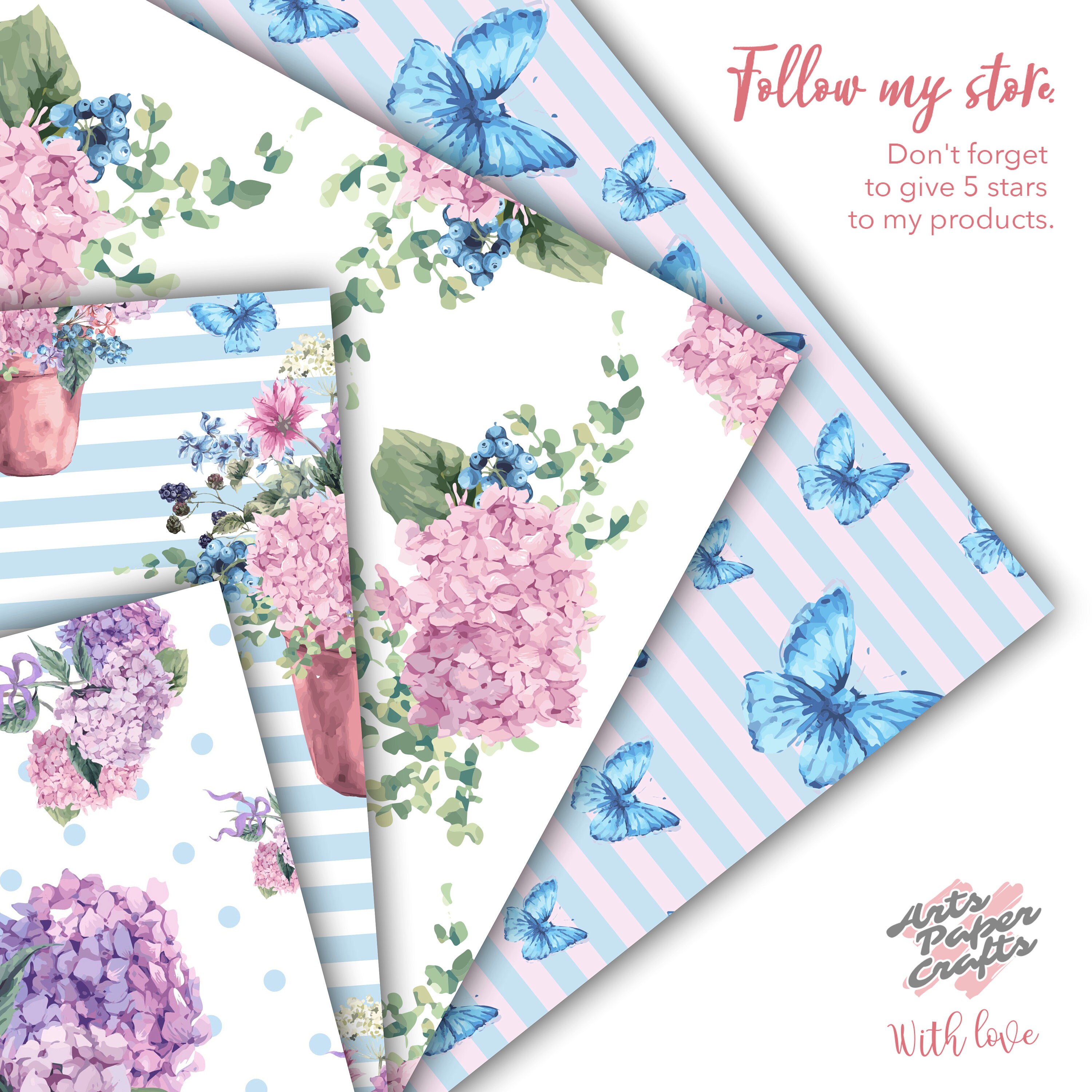 Blooming Digital Paper Sets Flower Theme Party Floral Background ...