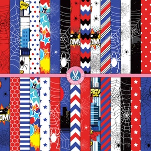 Spider Hero Digital Papers Set, Spider Hero Background, Spider Seamless ...