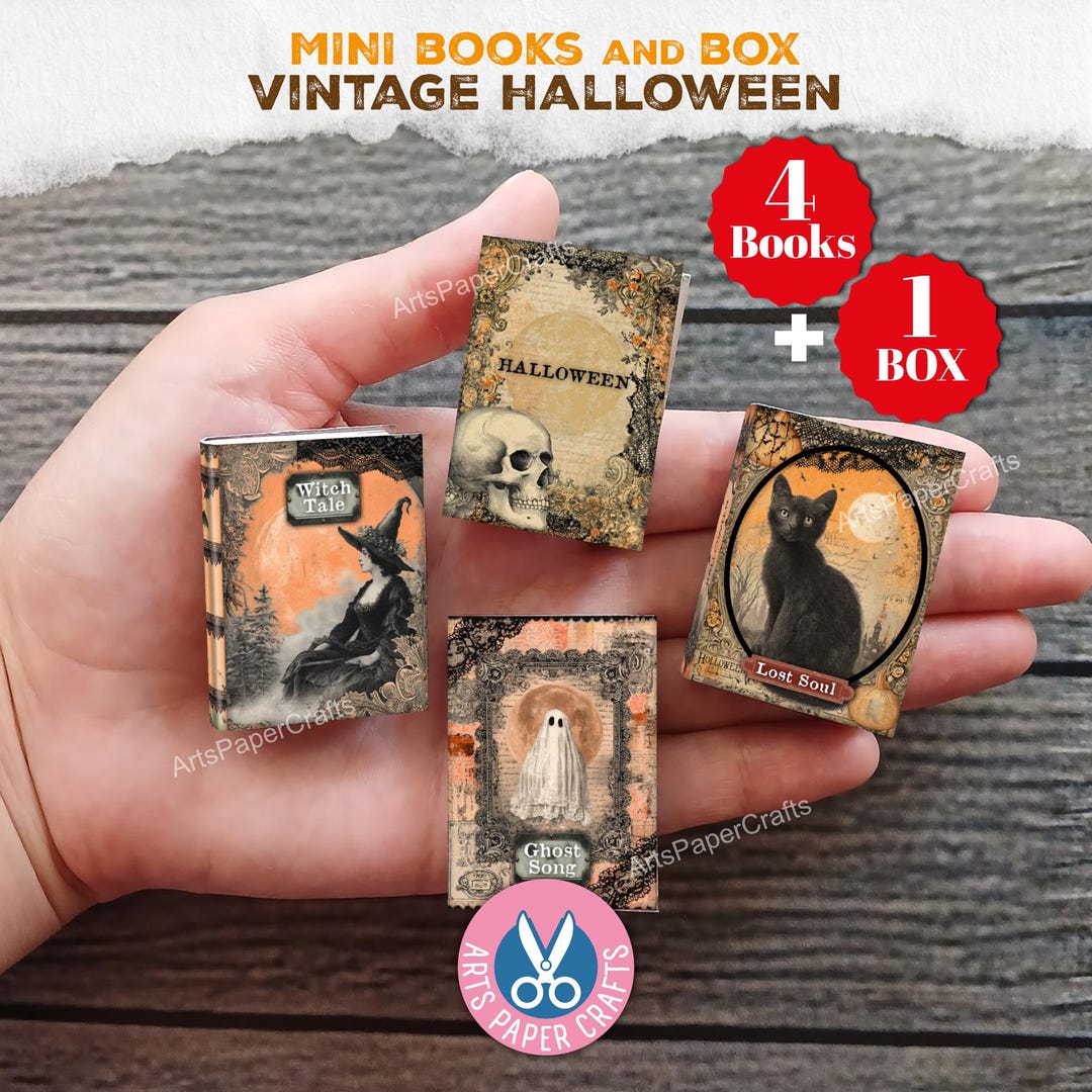 Vintage Halloween, Mini Books, Printable, Miniature, Junk Journal ...