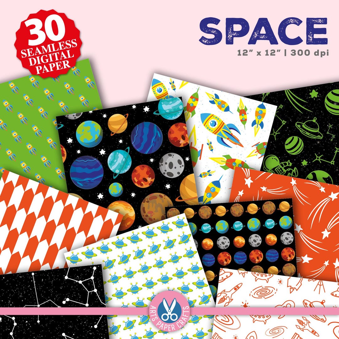 Space Seamless Digital Paper - Space Planet Background - Space ...
