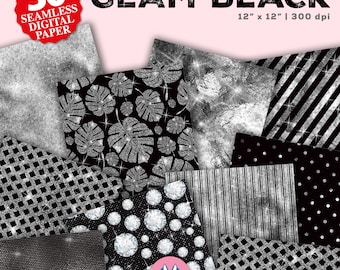 Black & Silver Diamond Digital Paper: Glam Textures (digital Download ...