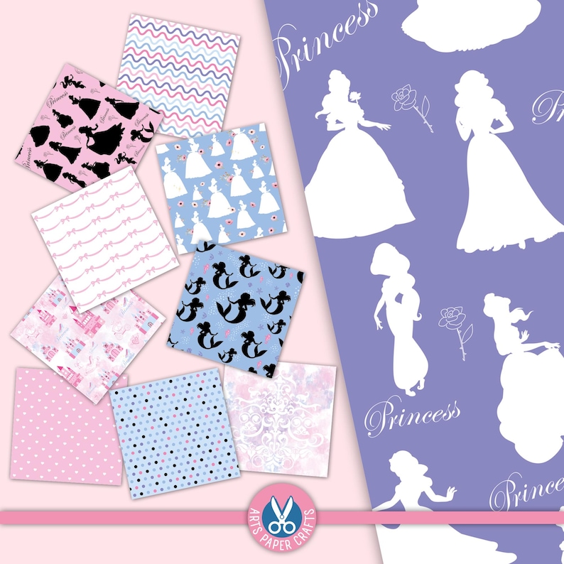 Princess Digital Paper, Princess Pattern Background, Princess ...