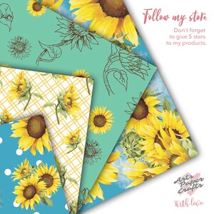 Sunflower Seamless Digital Paper Sunflower Pattern Background Sunflower ...