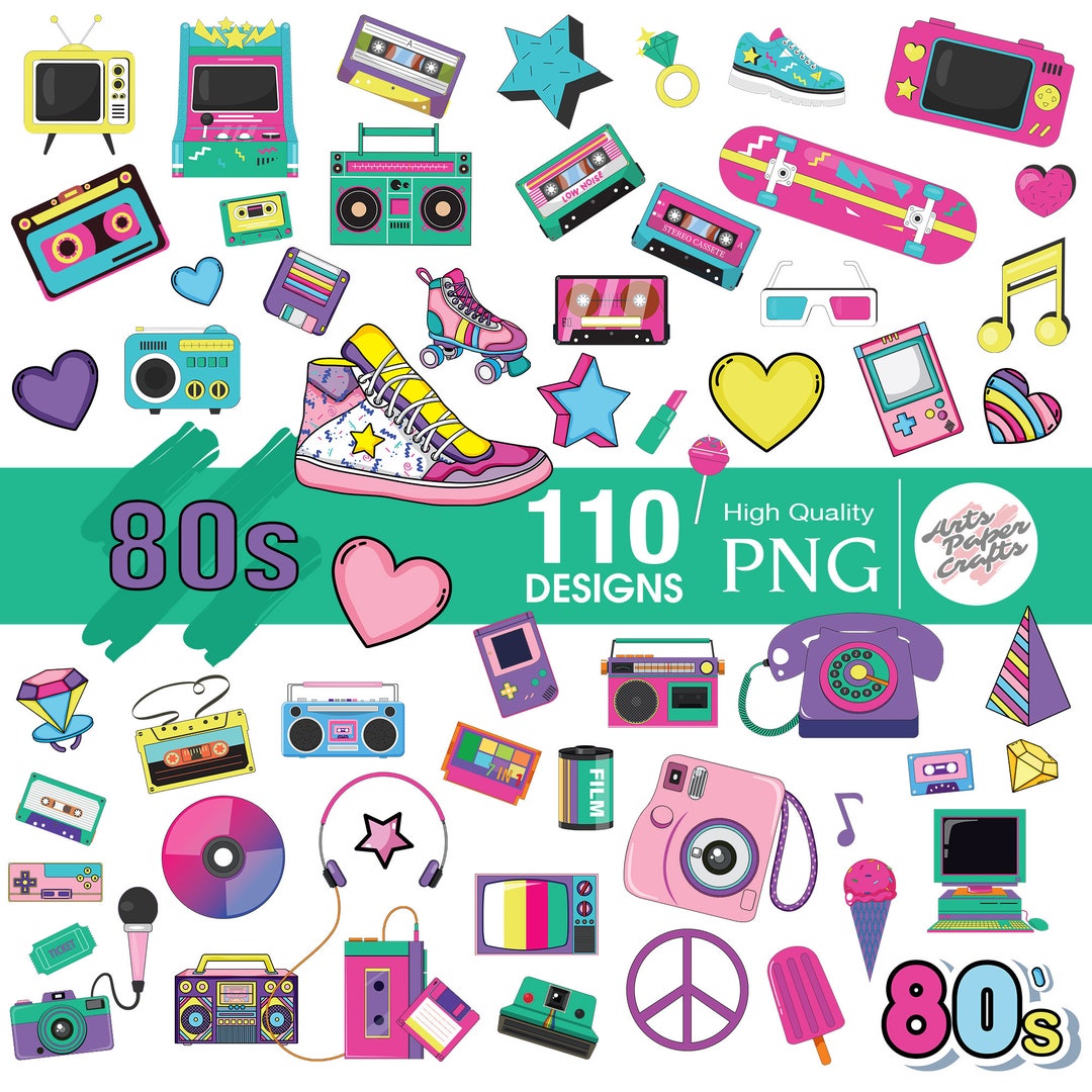 80s Retro Clipart Bundle 80s Clipart 80s PNG Instant Download 80s ...