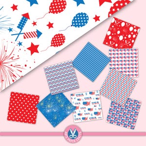 4th of July Digital Papers Set - Independence Day Patriotic USA ...