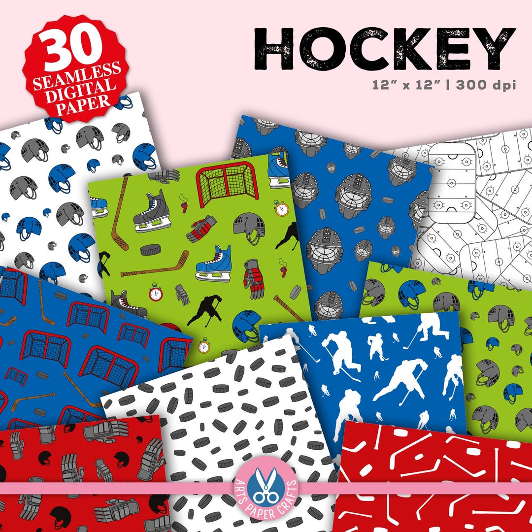 Hockey Digital Papers Set - Hockey Background - Hockey Seamless Pattern ...