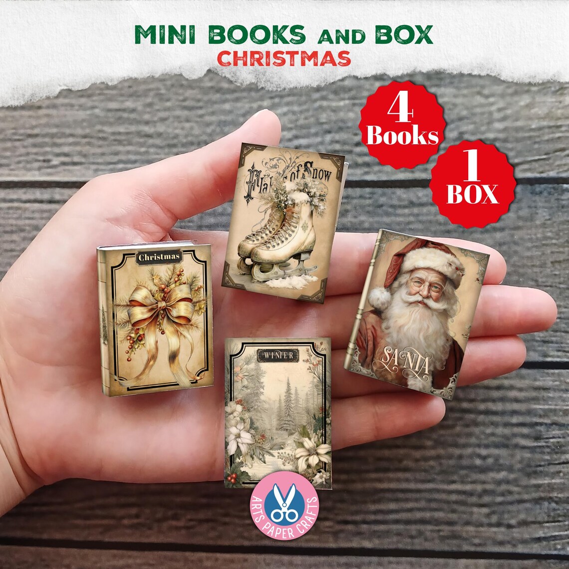 Golden Christmas, Mini Books, Printable, Miniature, Junk Journal ...