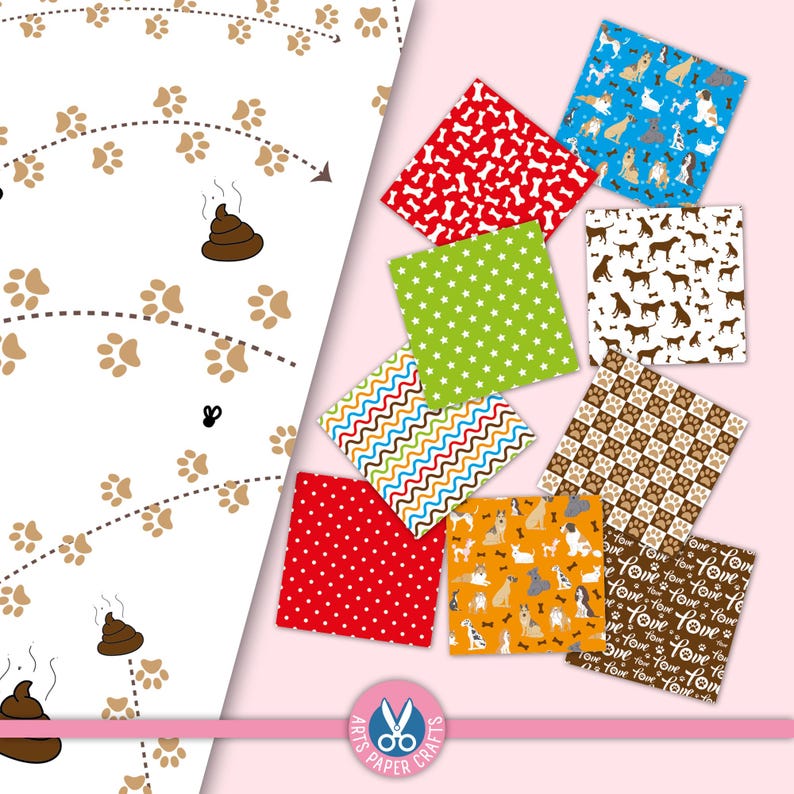 Dogs Digital Paper, Dogs Background, Dogs Scrapbook Papers, Dogs Party ...