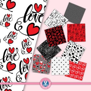 Love Seamless Digital Paper, Love Valentines Hearts Background, Love ...