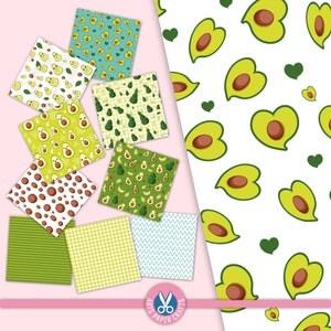 Avocado Digital Papers Set - Avocado Background - Avocado Seamless ...
