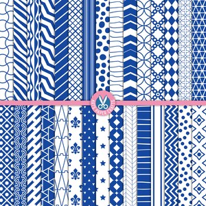 Blue Digital Papers Set Royal Background Blue Seamless Pattern Instant ...