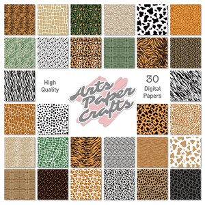 Animal Skin Digital Papers Set Safari Background Animal Print Seamless ...
