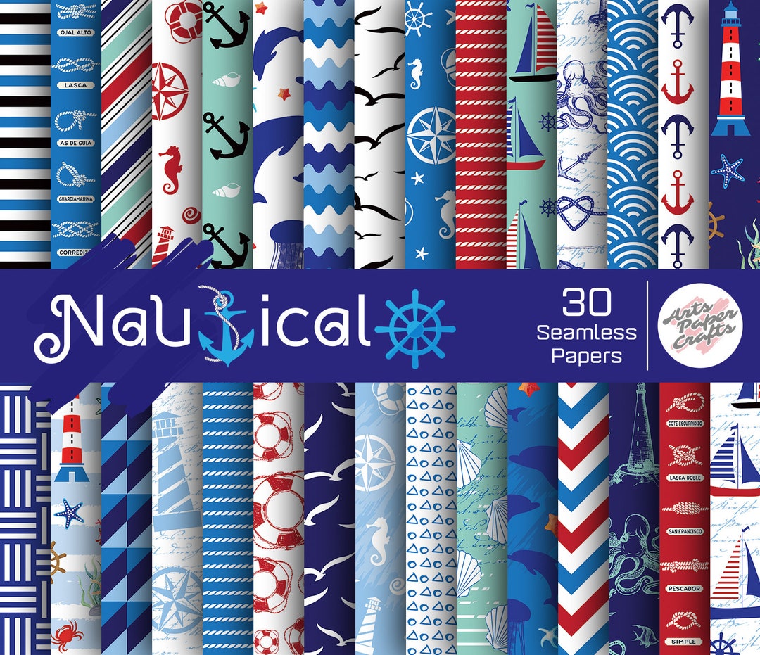 Nautical Seamless Digital Paper Sets Nautical Theme Party Sailor's Knot ...