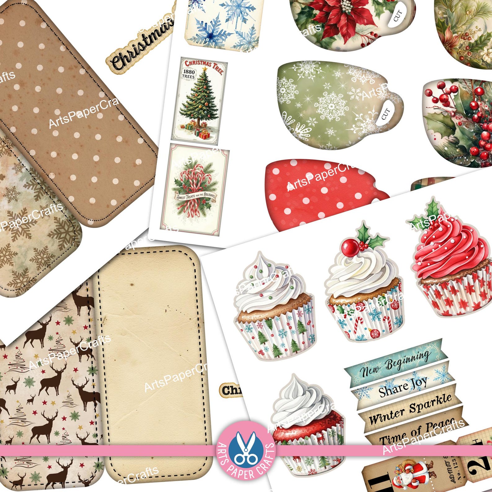Christmas Pockets, Tickets, Yummy, Loaded Christmas Tags, Junk Journal ...