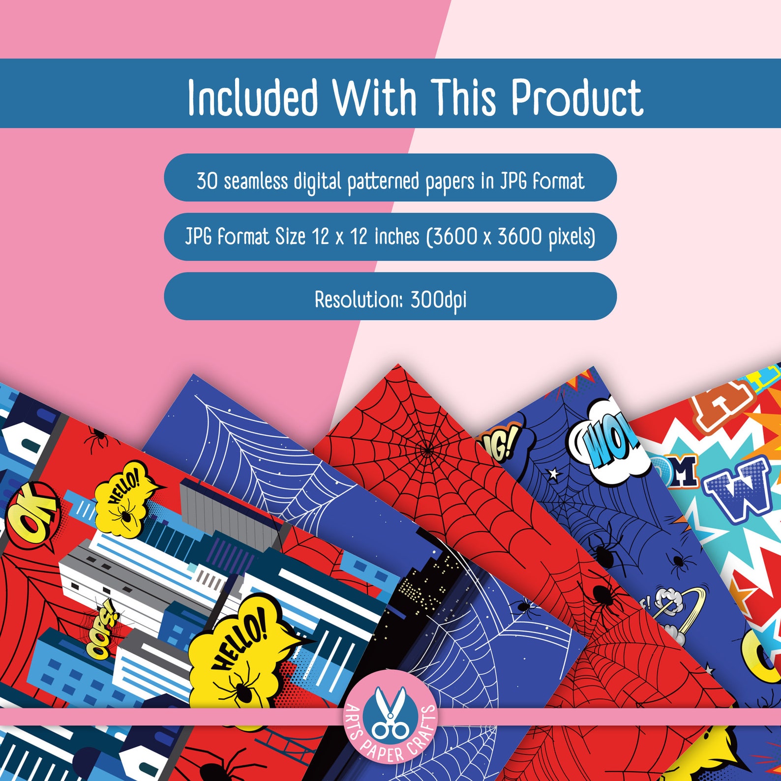 Spider Hero Digital Papers Set, Spider Hero Background, Spider Seamless ...