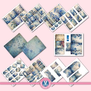 Vintage Blue Toile De Jouy Decoupage Papers - French Toile Scrapbook ...
