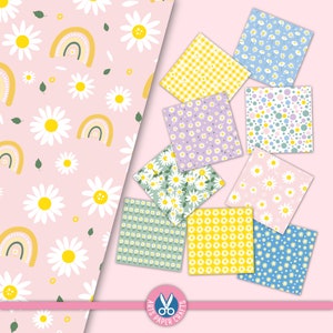 Daisies Digital Papers Set - Daisies Background - Daisy Seamless ...
