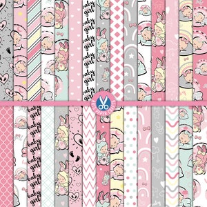 Baby Girl Seamless Digital Paper - Little Baby Girl Pattern Background ...