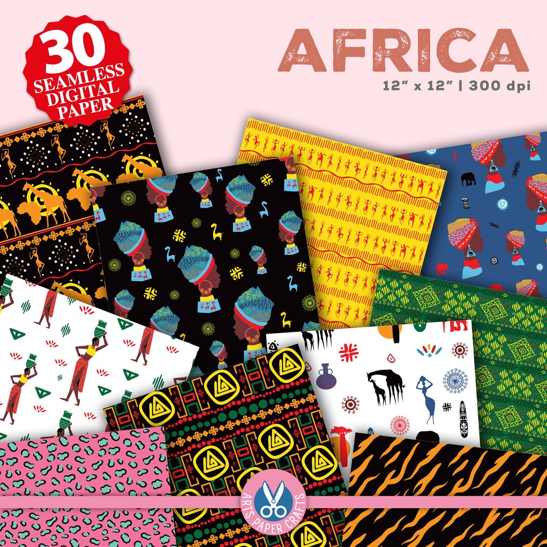 Africa 30 Digital Papers Set - African Kente Background - Kwanzaa ...