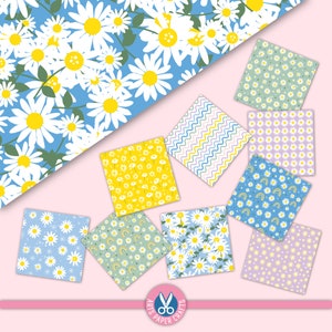 Daisies Digital Papers Set - Daisies Background - Daisy Seamless ...