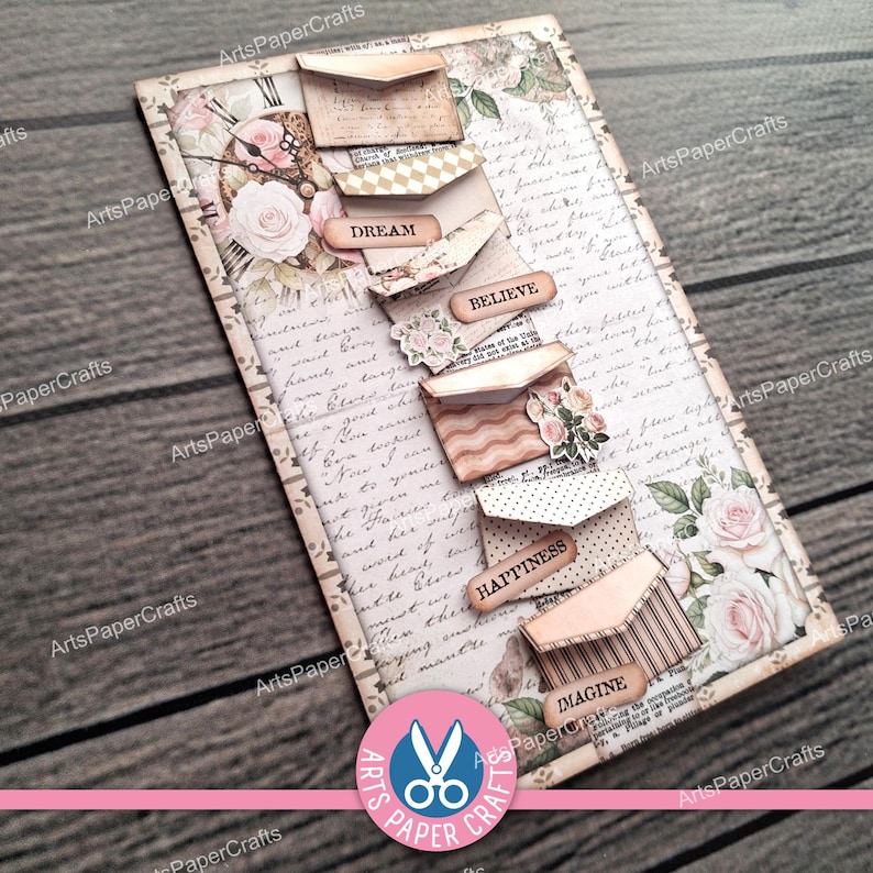Mini Envelopes, Junk Journal Kit, Tab Folder, Shabby, Butterfly ...