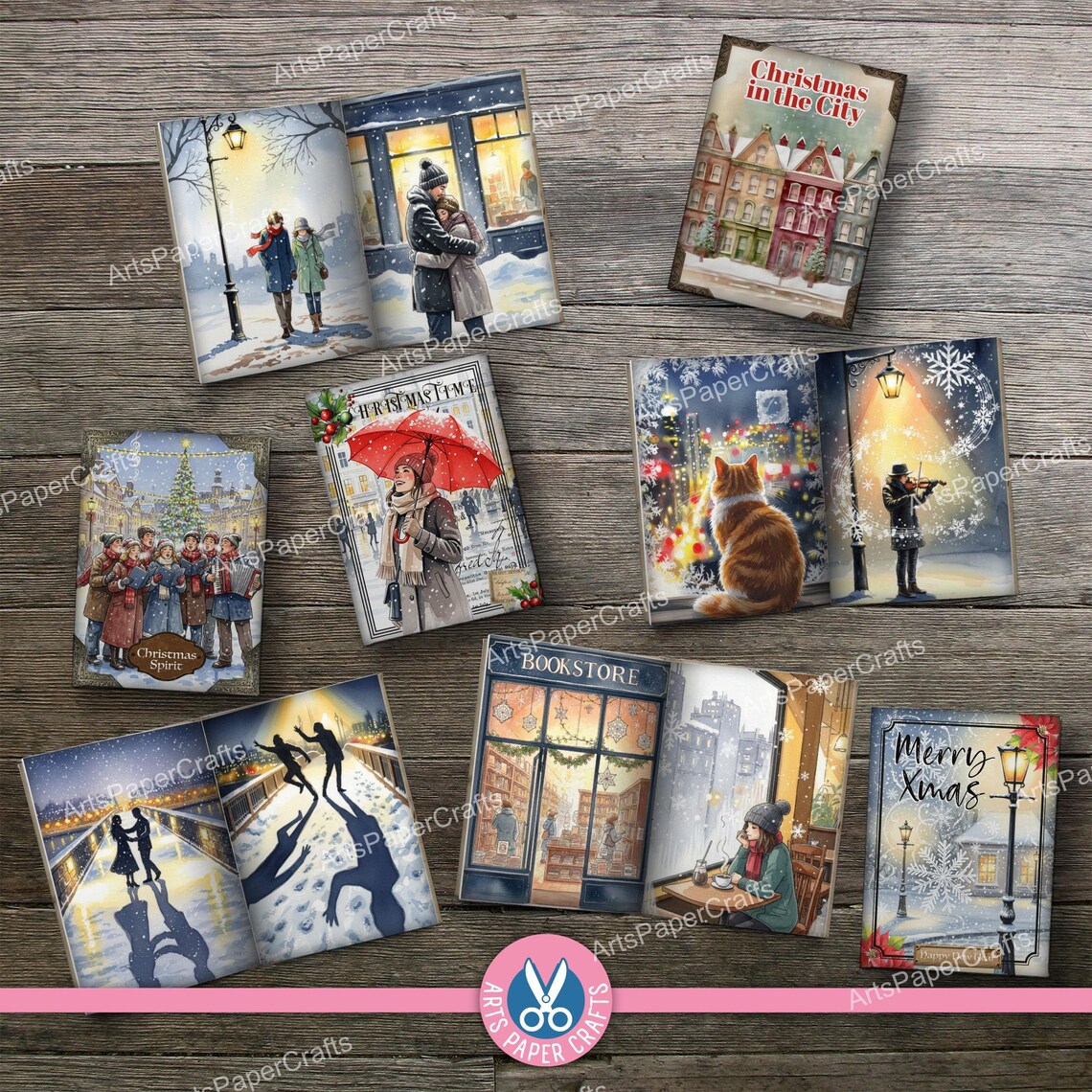 Christmas, Mini Books, Printable Book, Miniature, Junk Journal, City ...