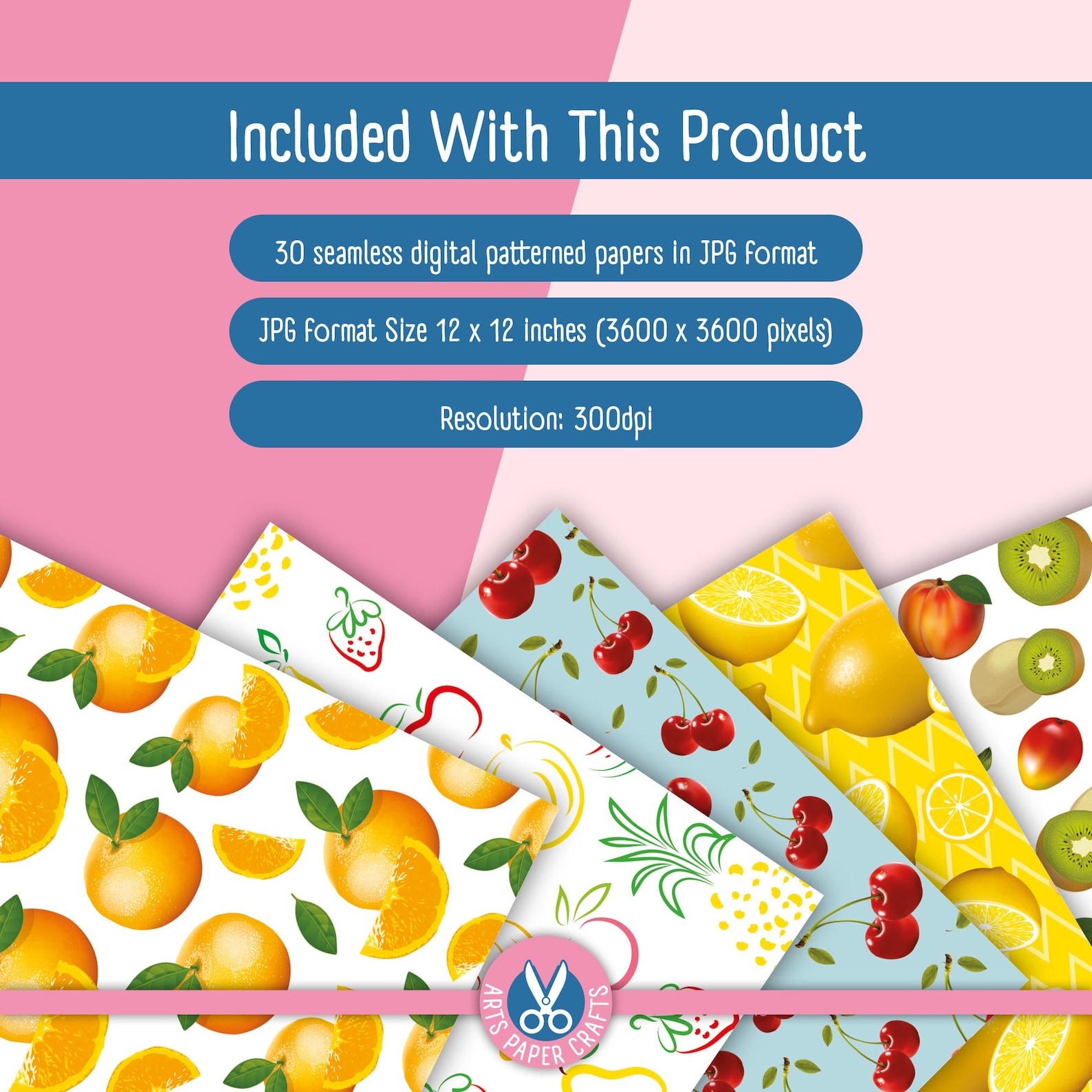 Fruits Seamless Digital Paper - Fruits Summer Background - Fruits ...