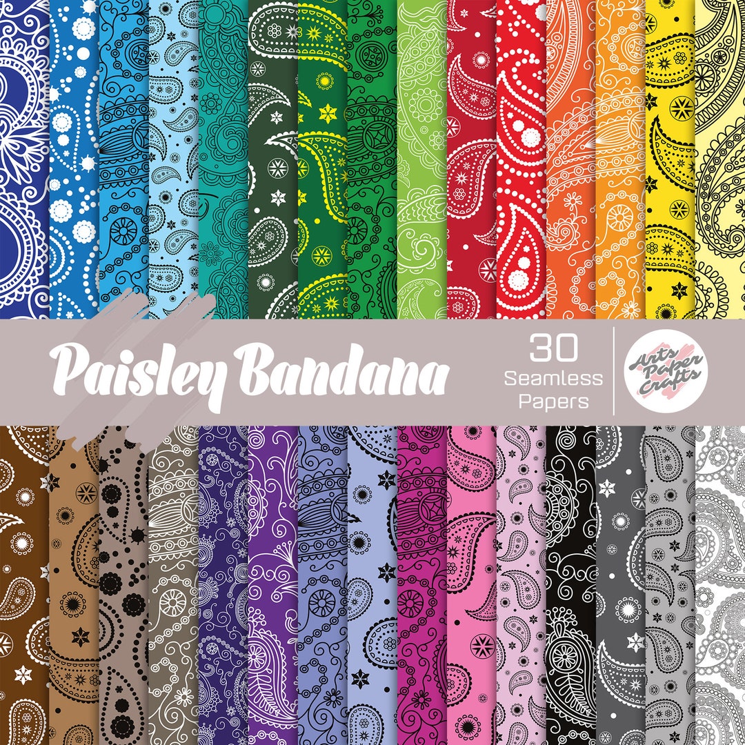 Paisley Bandana Digital Papers Set Paisley Background Paisley Bandana ...