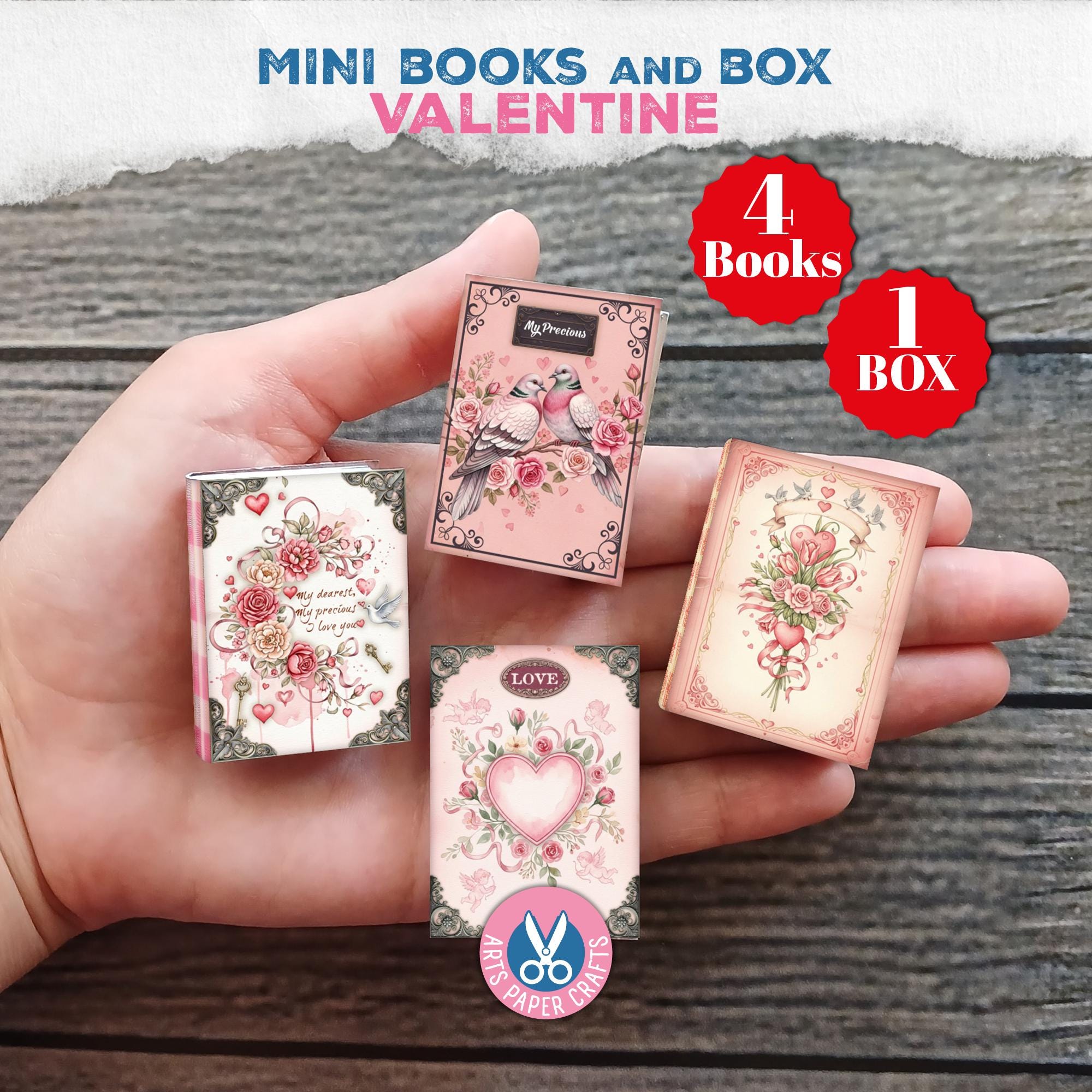 Valentine, Mini Books, Printable, Book, Miniature, Junk Journal ...