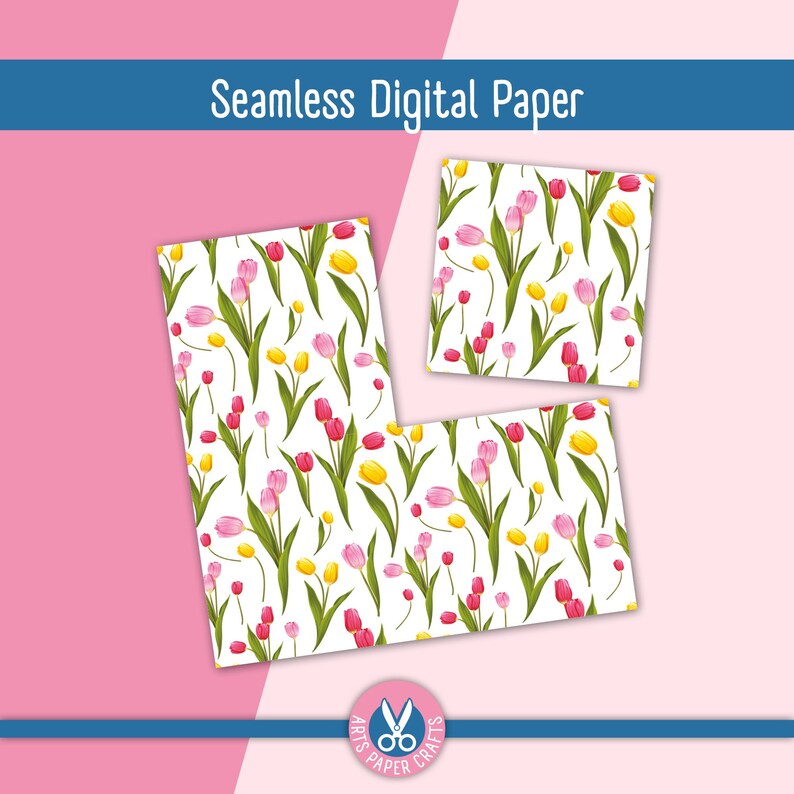 Tulips Flower Digital Paper Sets - Tulips Theme Party - Pink Yellow ...