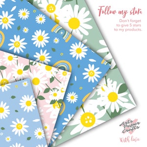 Daisies Digital Papers Set Daisies Background Daisy Mermaid Seamless ...
