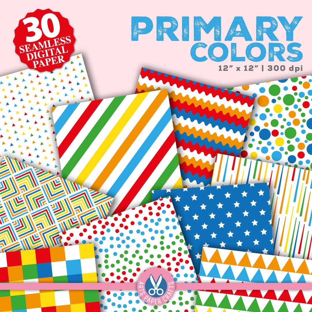 Primary Colors Digital Papers Set - Primary Colors Background - Red ...
