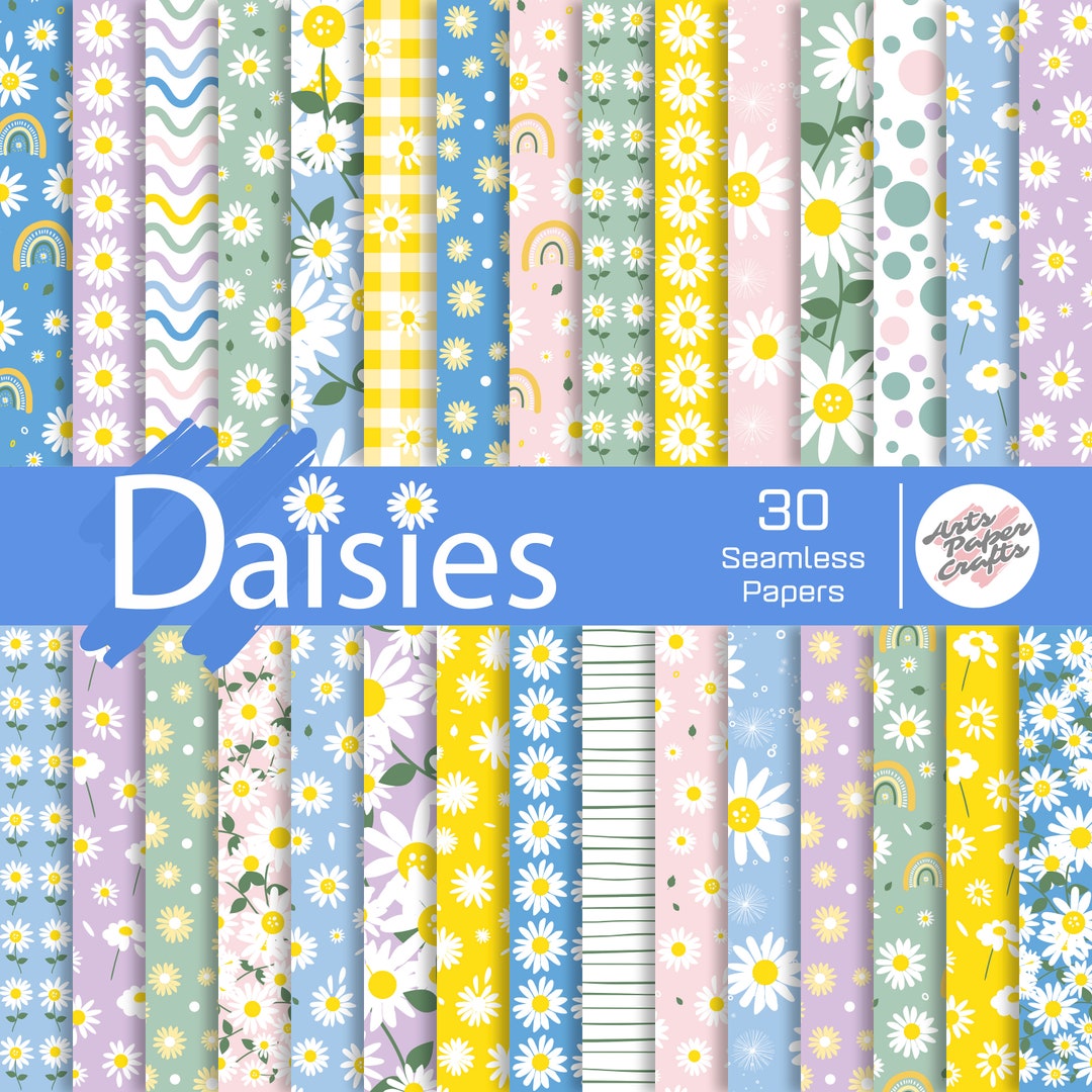 Daisies Digital Papers Set Daisies Background Daisy Mermaid Seamless ...