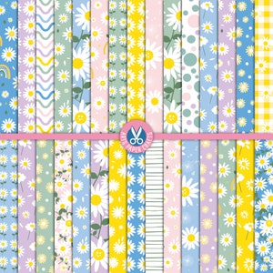 Daisies Digital Papers Set - Daisies Background - Daisy Seamless ...