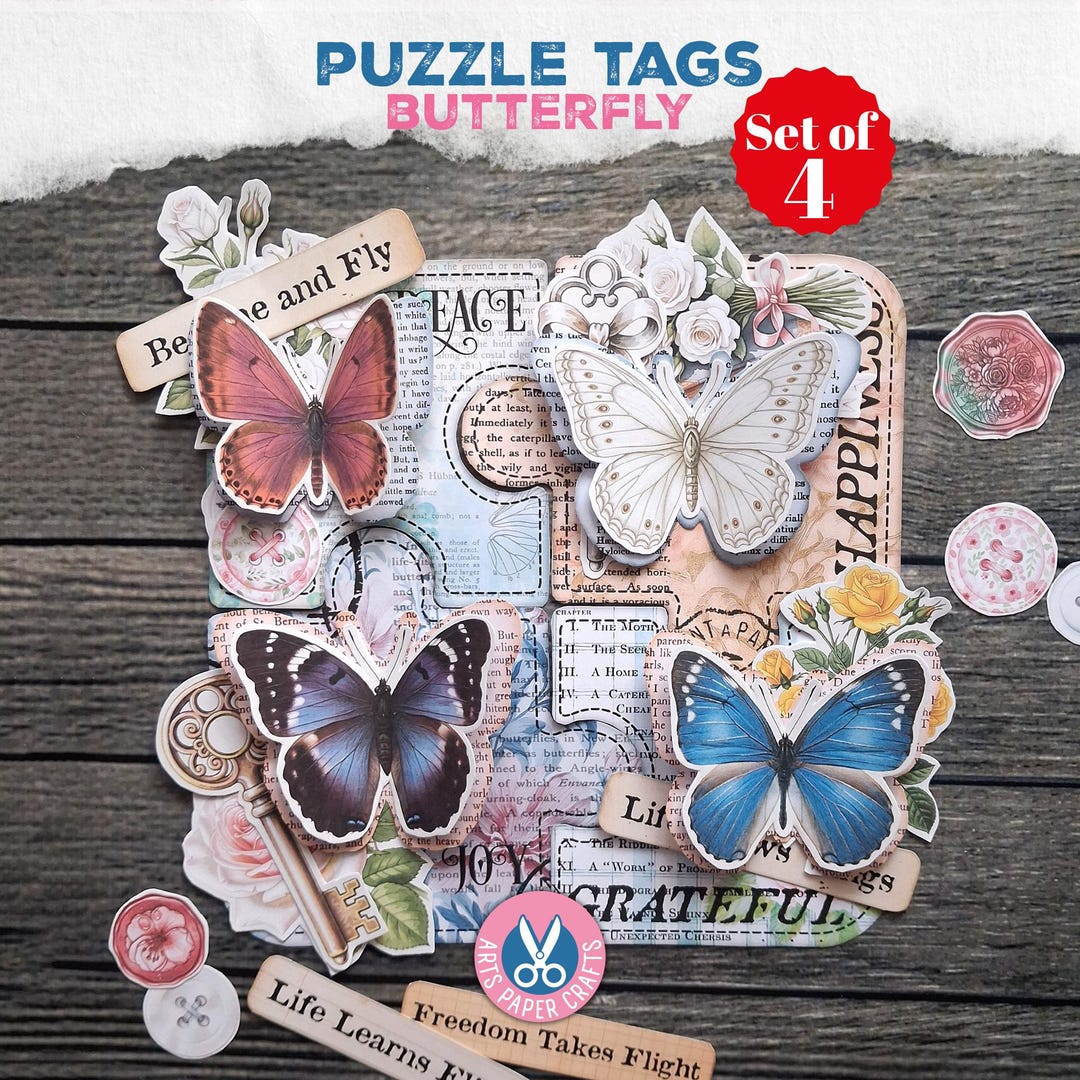 Puzzle, Butterfly Tags, Printable, Ornament, Gift, Roses, Cards ...