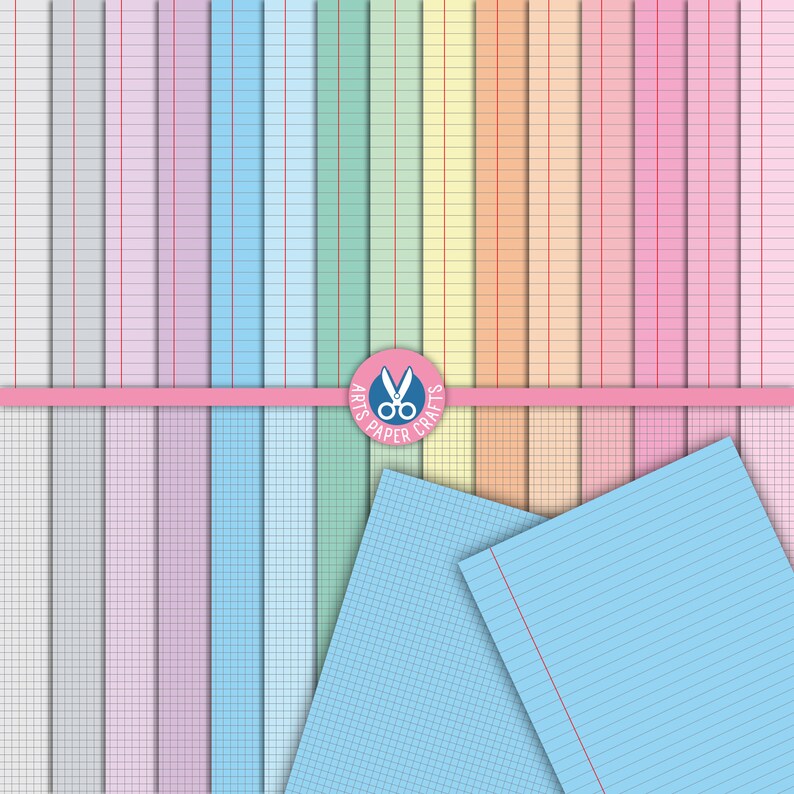 Notebook Digital Paper - Notebook Background - Ruled - Landscape ...