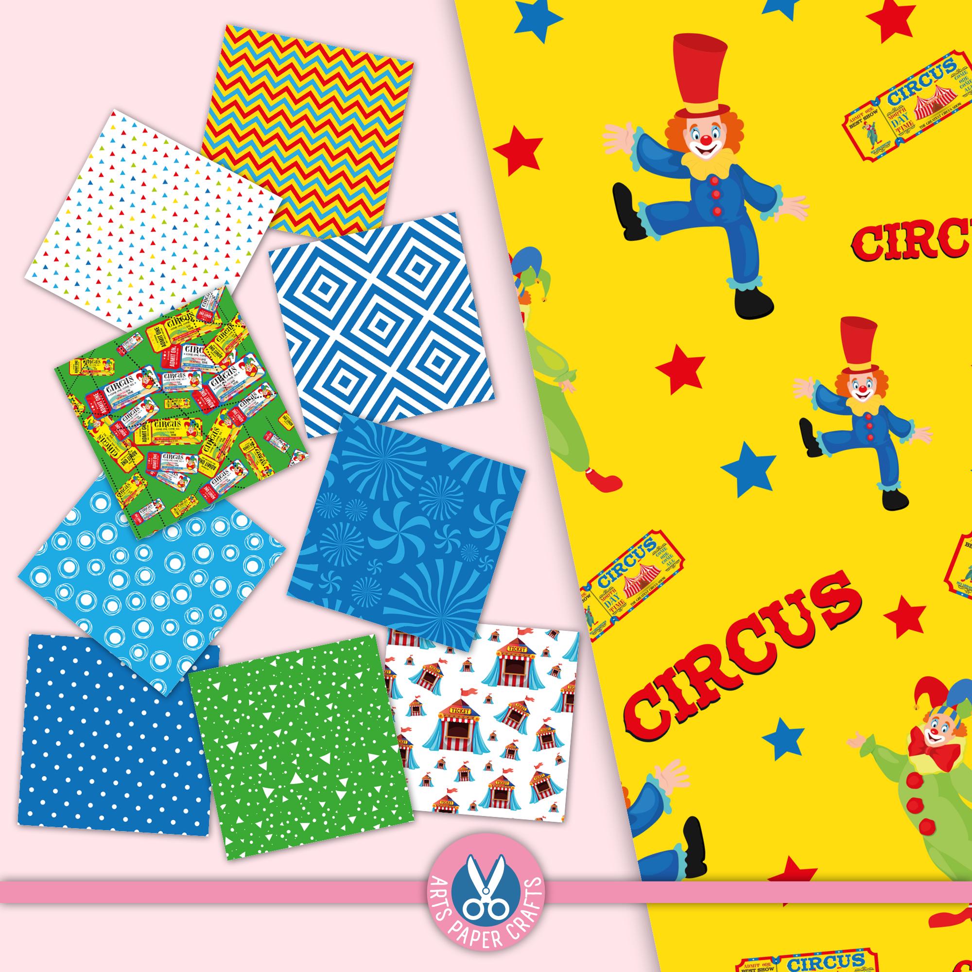 Circus Digital Papers Set - Circus Tent Background - Circus Seamless ...