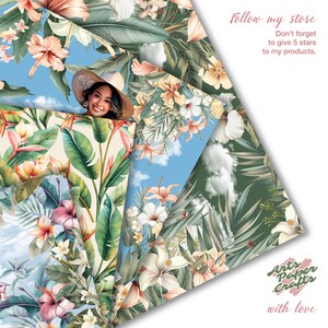 Tropical Flowers Digital Papers Set Flowers Background Tropical Garden ...